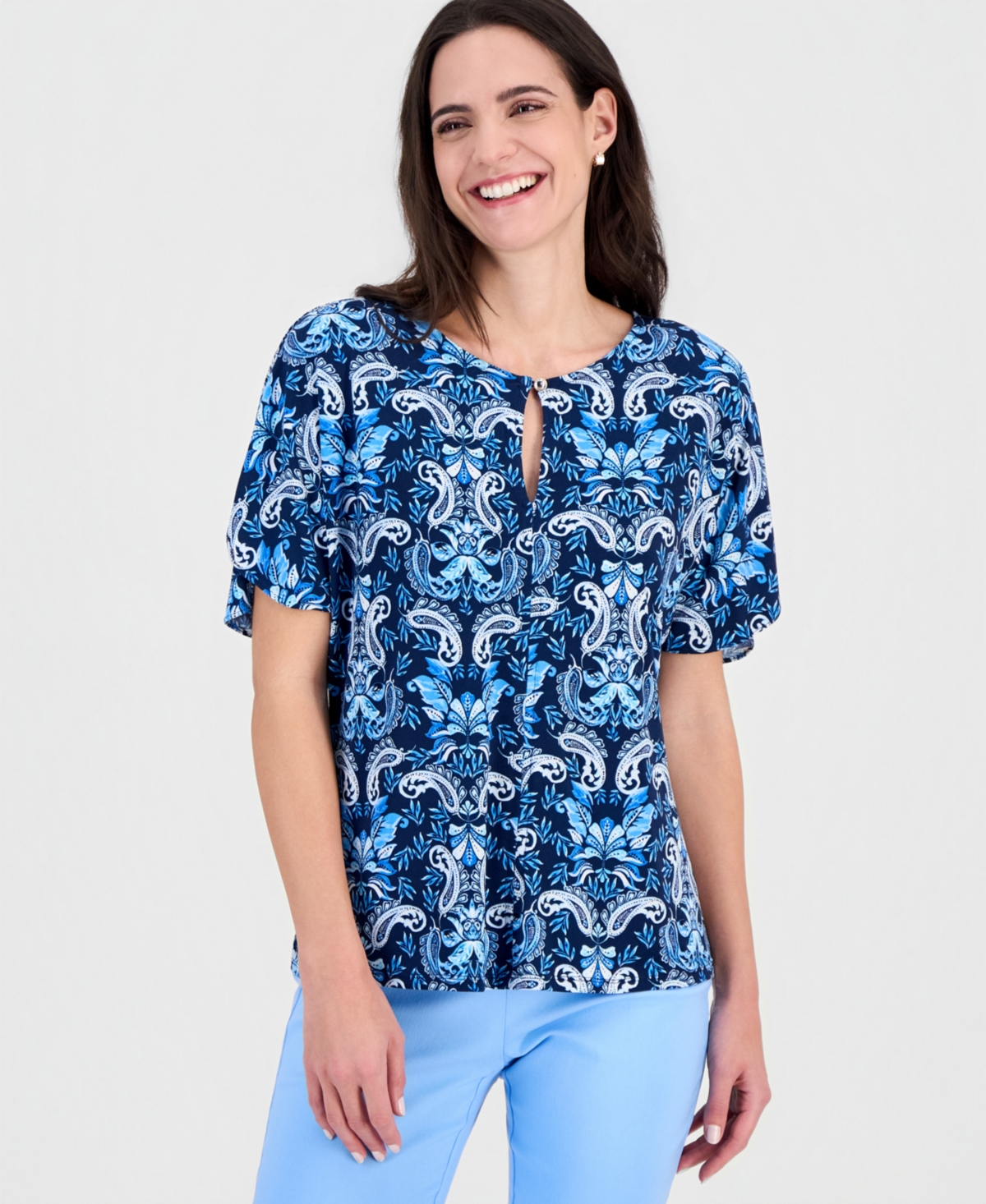 Click here for Jm Collection Womens Short Dolman-Sleeve Printed K... prices
