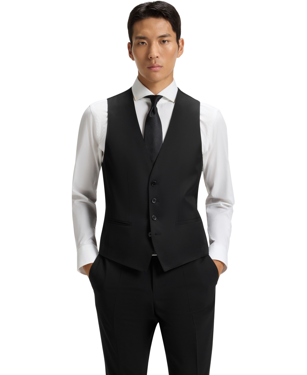 Click here for Boss Mens Single-Breasted Waistcoat - Black prices