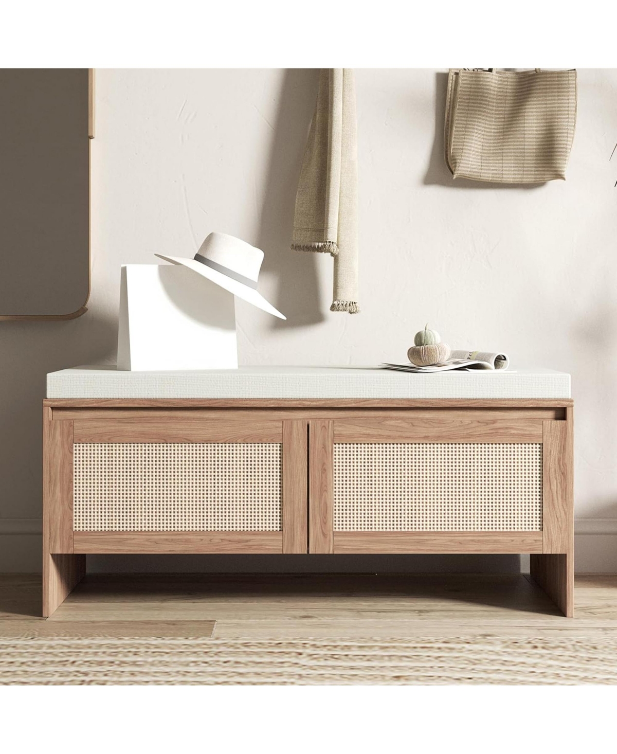 Click here for Rainsken Rattan Entryway Bench  Wooden Bench with... prices