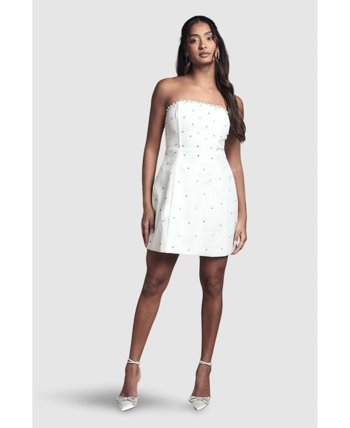 Click here for Coast Womens Hotfix Diamante Bridal Mini Dress - I... prices