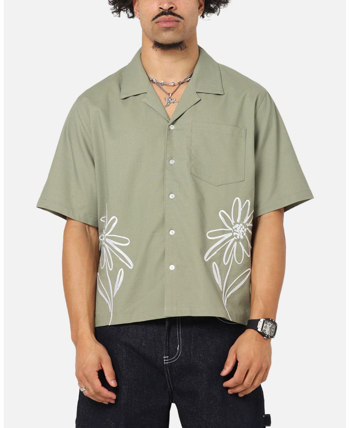 Click here for Carre Mens Hand Picked Button Up Shirt - Green prices