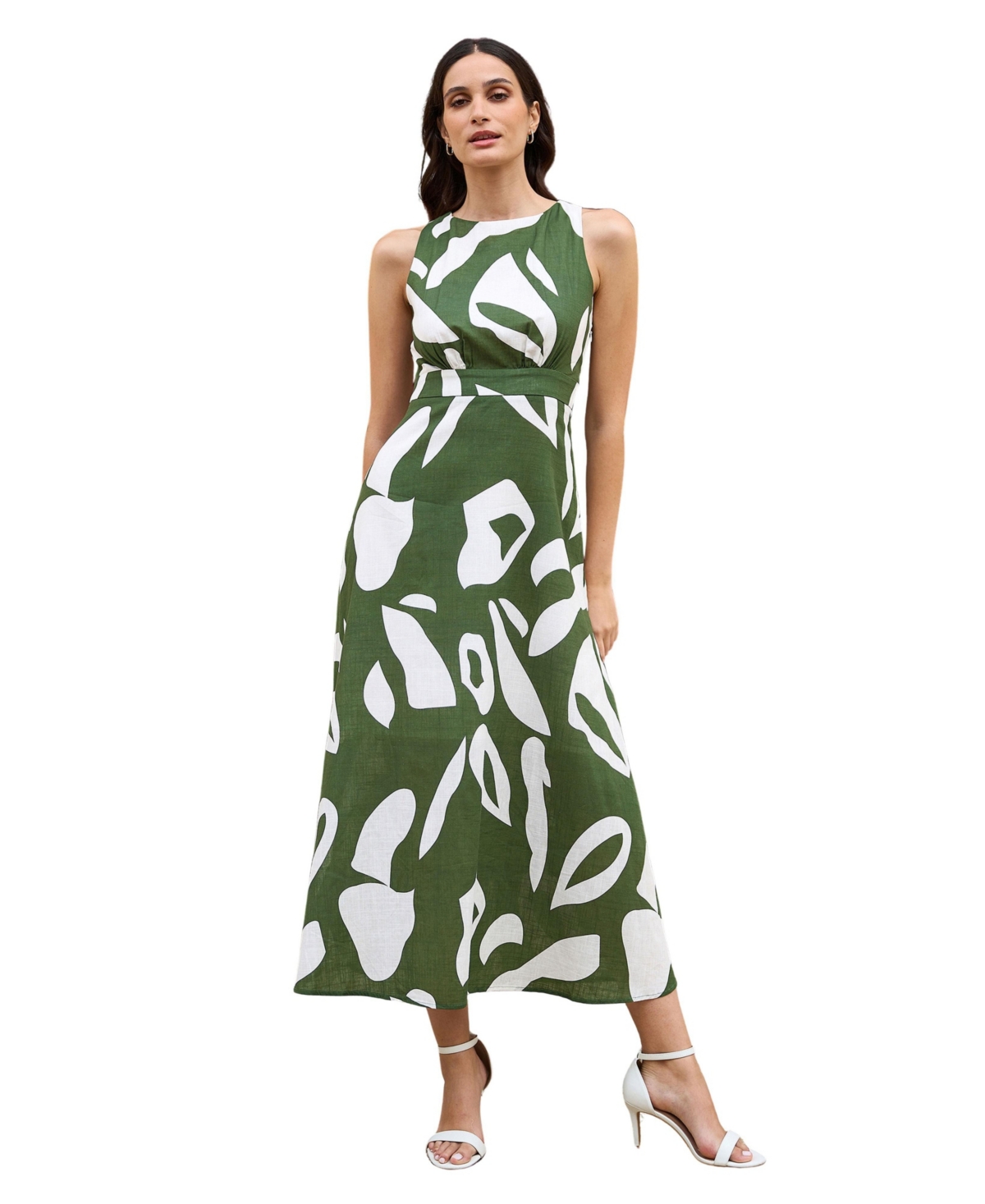 Click here for Yumi Womens Cotton Abstract Print Maxi Dress - Gre... prices