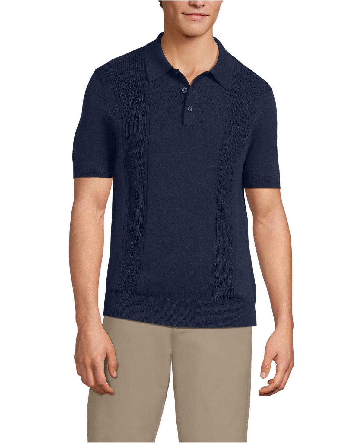 Click here for Lands End Mens Short Sleeve Vertical Rib Button Do... prices