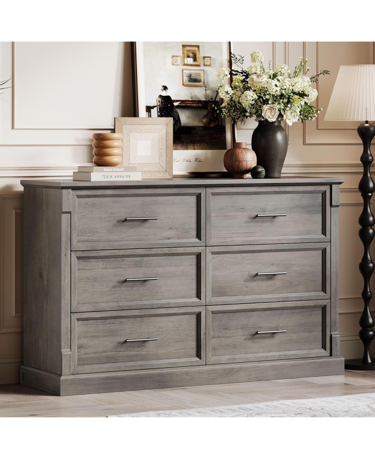 Click here for gaomon Farmhouse 6 Drawer Dresser 47 Inch Long Woo... prices