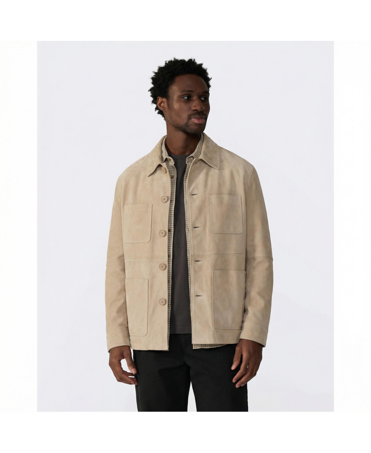 Click here for Furniq Uk Mens Suede Jacket - Beige prices