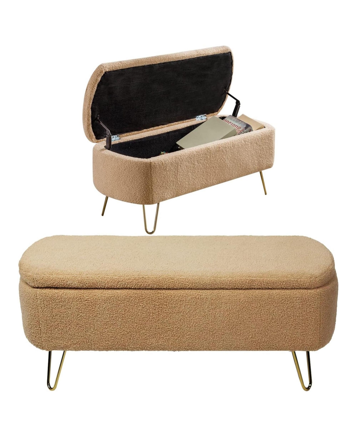Click here for Rainsken Modern Storage Ottoman Bench - Oval Faux... prices