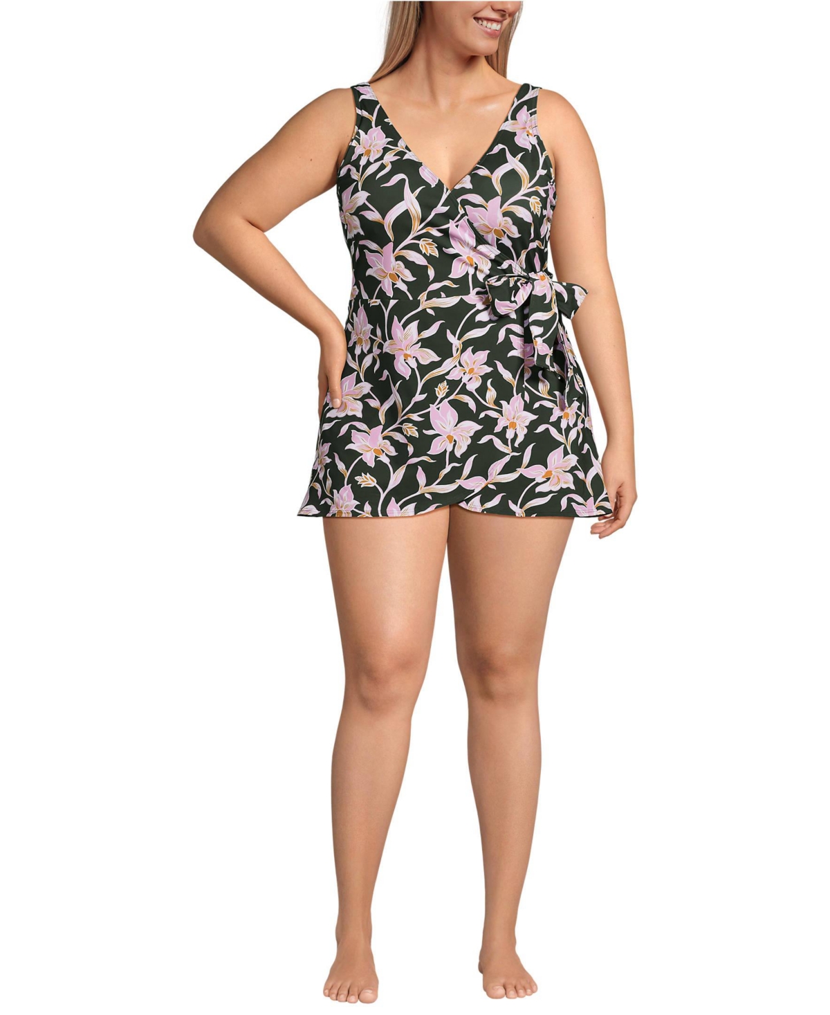 Click here for Lands End Womens Side Tie Mini Swim Dress Swimsuit... prices