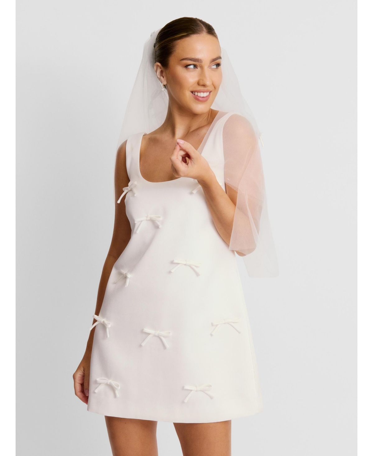 Click here for Six Stories Womens Scoop Neck Bow Detail Mini Dres... prices