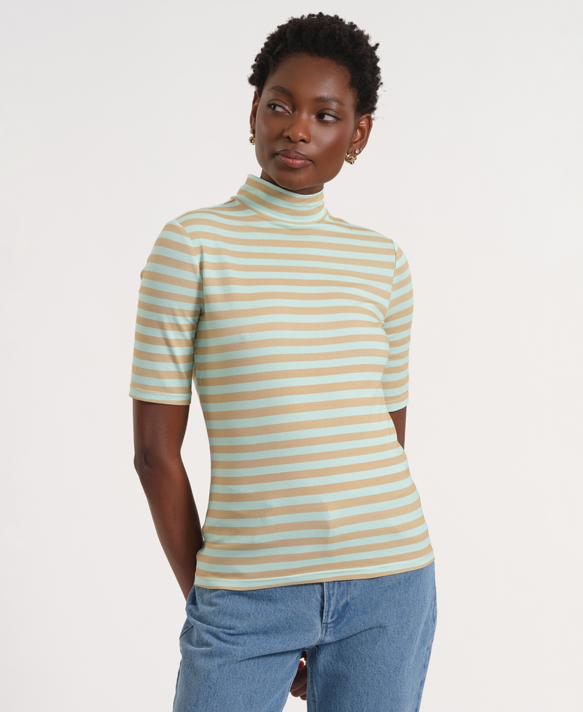 Click here for Isaac Mizrahi Womens Short-Sleeve Turtle Neck Knit... prices