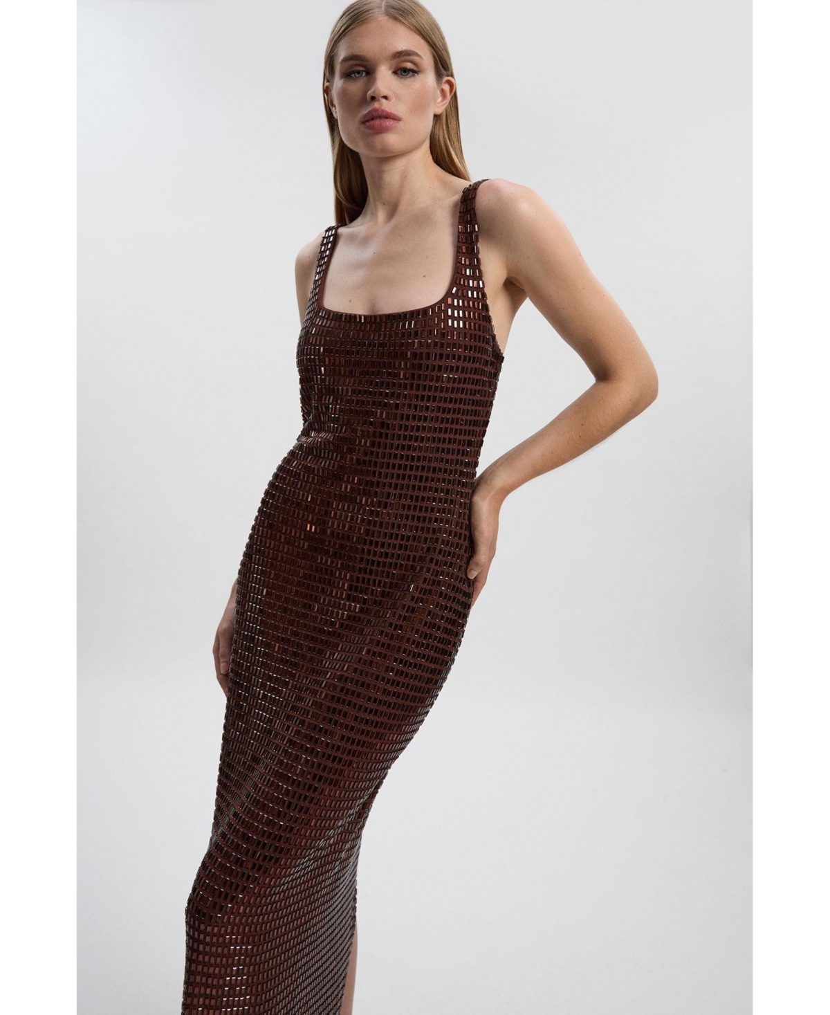 Click here for Karen Millen Womens Crystal Embellished Jersey Mid... prices