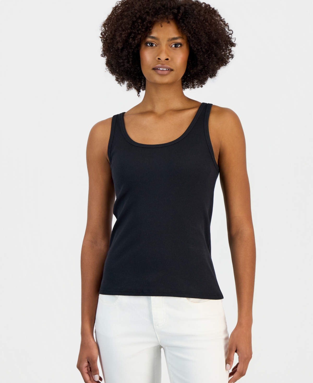 Click here for Eileen Fisher Womens Scoop Neck Slim Tank Top - Bl... prices