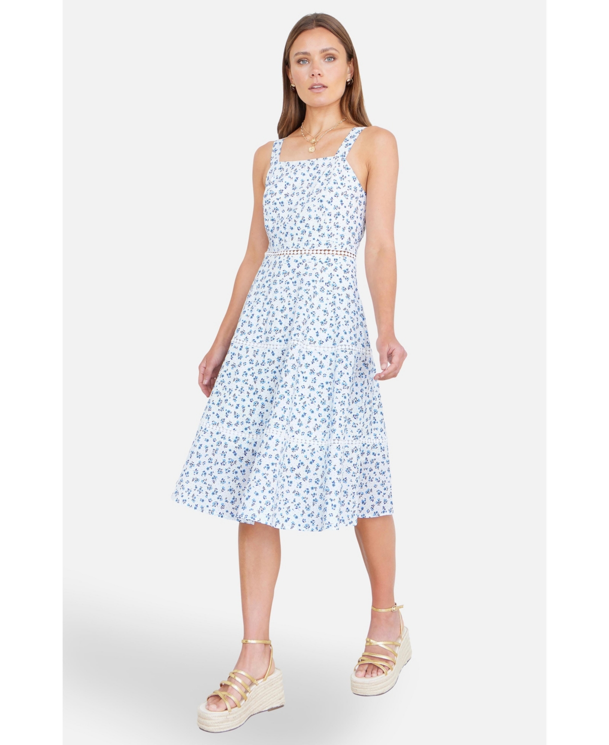 Click here for Yumi Womens Floral Midi Sun Dress - White prices