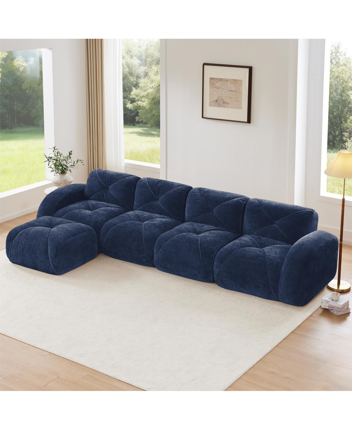 Click here for Streamdale Furniture L-shaped Velvet Tufted Sofa w... prices