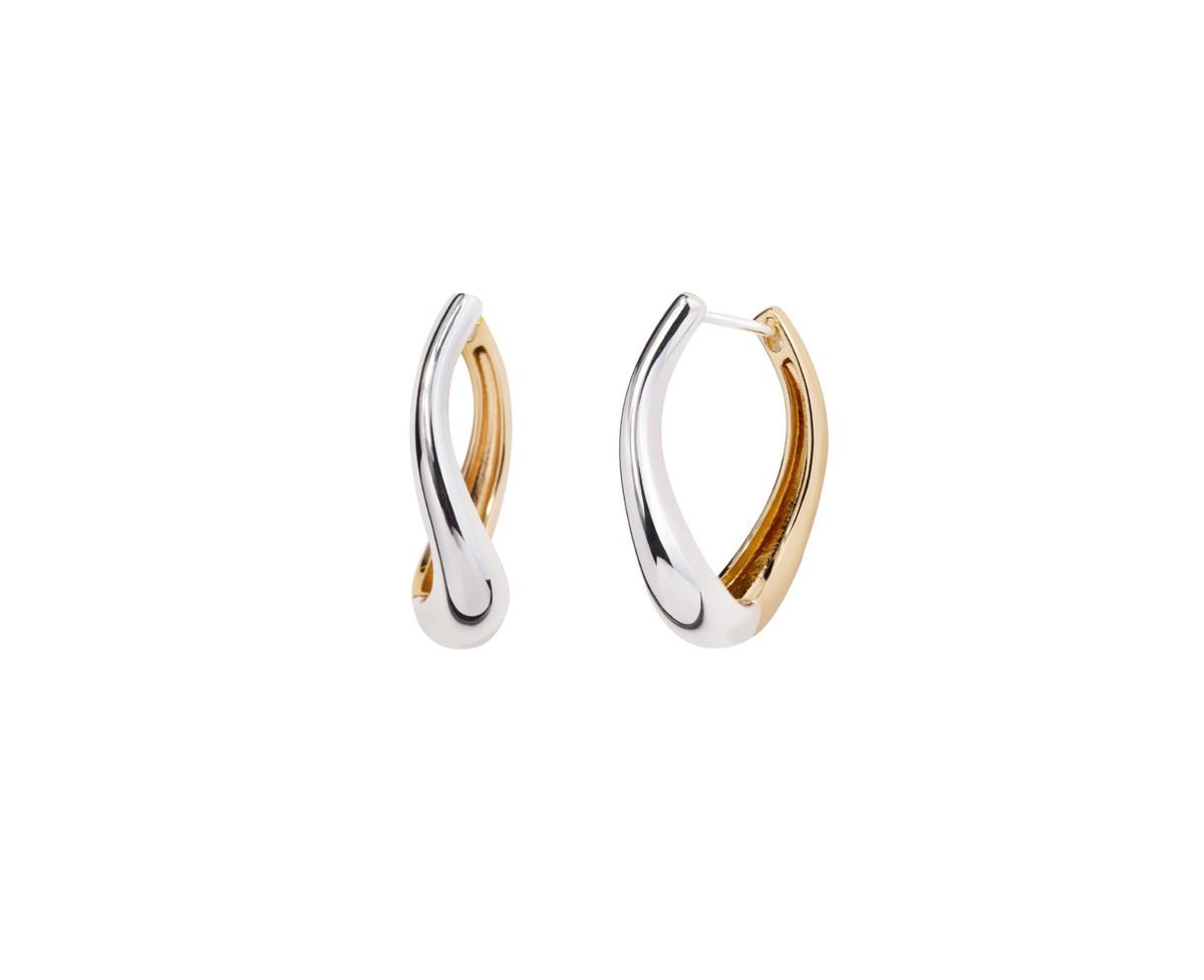 Click here for Little Sky Stone Ash Two Tone Hoops - Gold and sil... prices