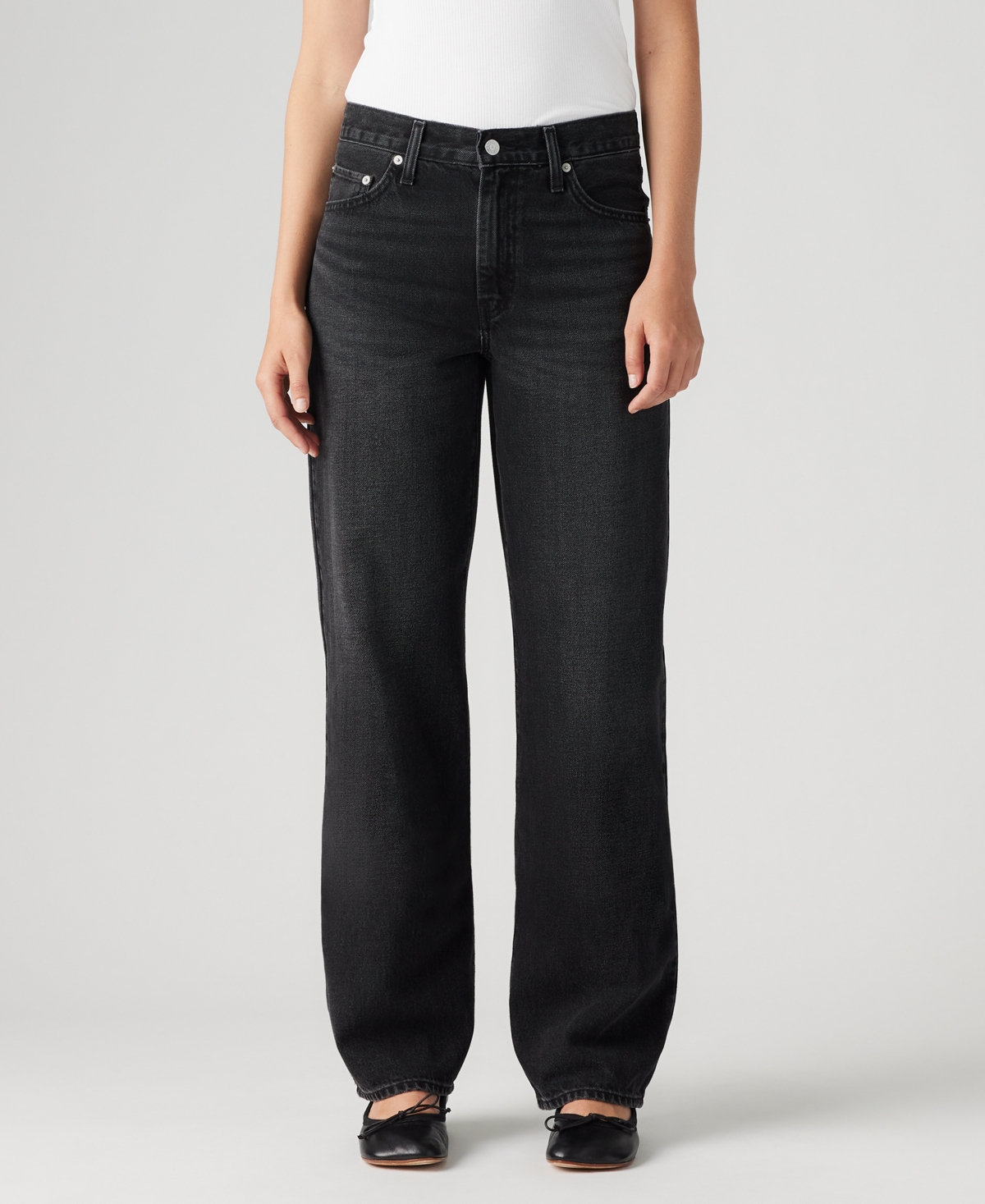 Click here for Levis Juniors Mid Rise Baggy Dad Jeans - Shrink Up prices