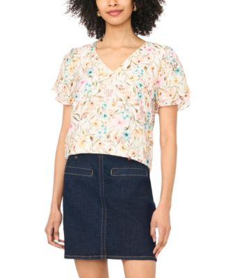 Click here for Vince Camuto Womens V Neck Ruffle Sleeve Blouse prices