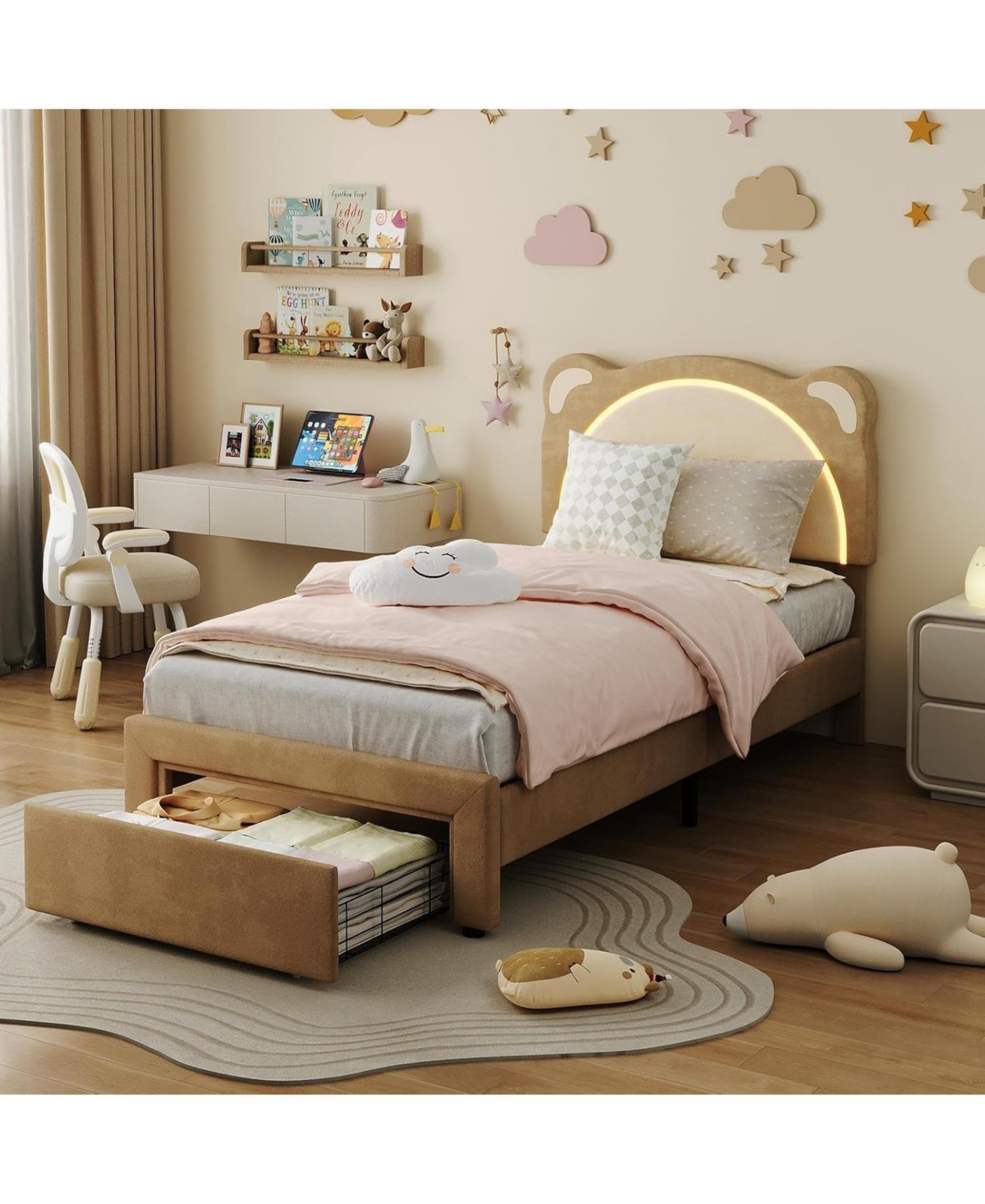 Click here for gaomon Twin Size Bed Frame with Adjustable Bear He... prices