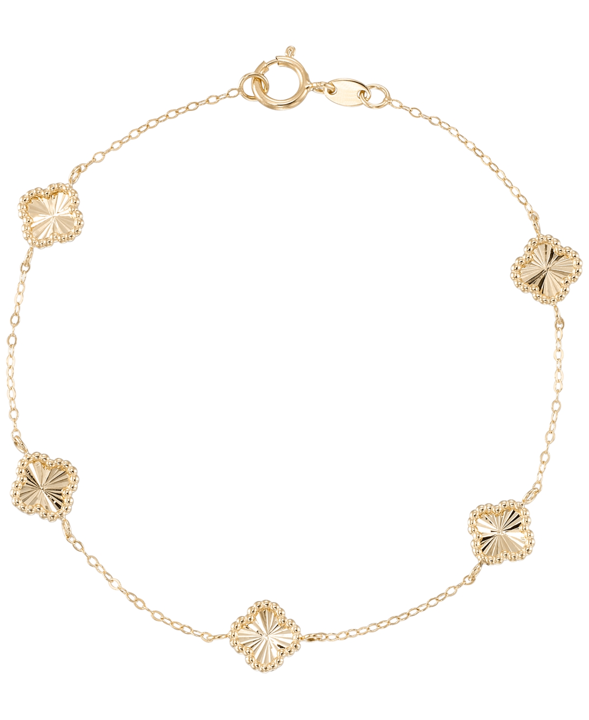 Click here for Macys Textured Clover Link Bracelet in 10k Yellow... prices