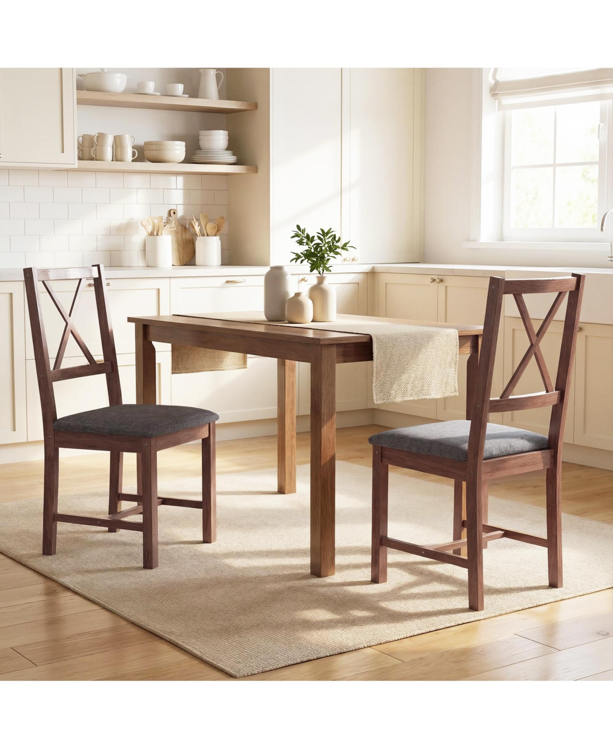 Click here for Homcom Farmhouse Wooden Dining Chairs Set of Fabri... prices