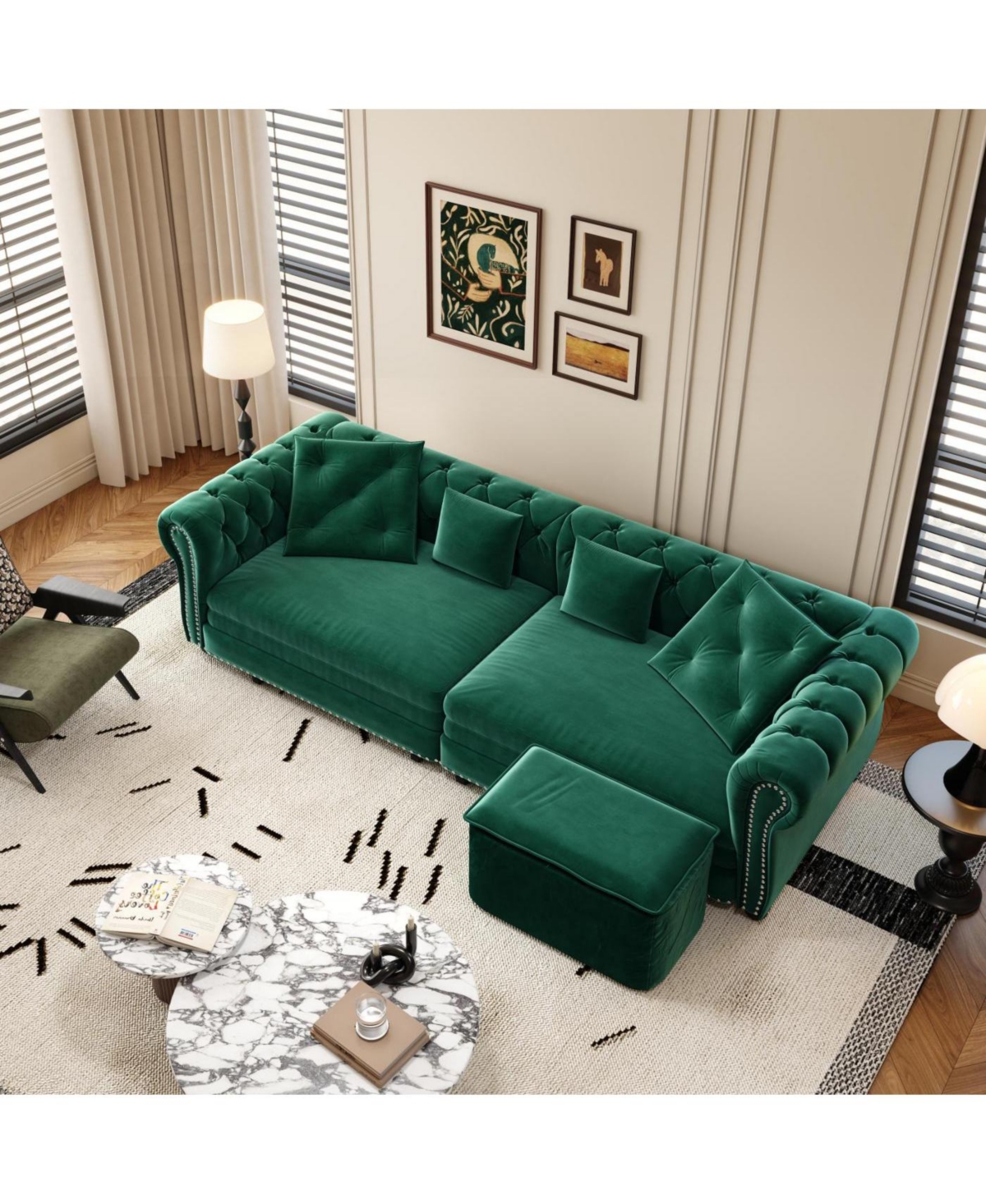 Click here for Streamdale Chesterfield Green Velvet King Size 3-i... prices