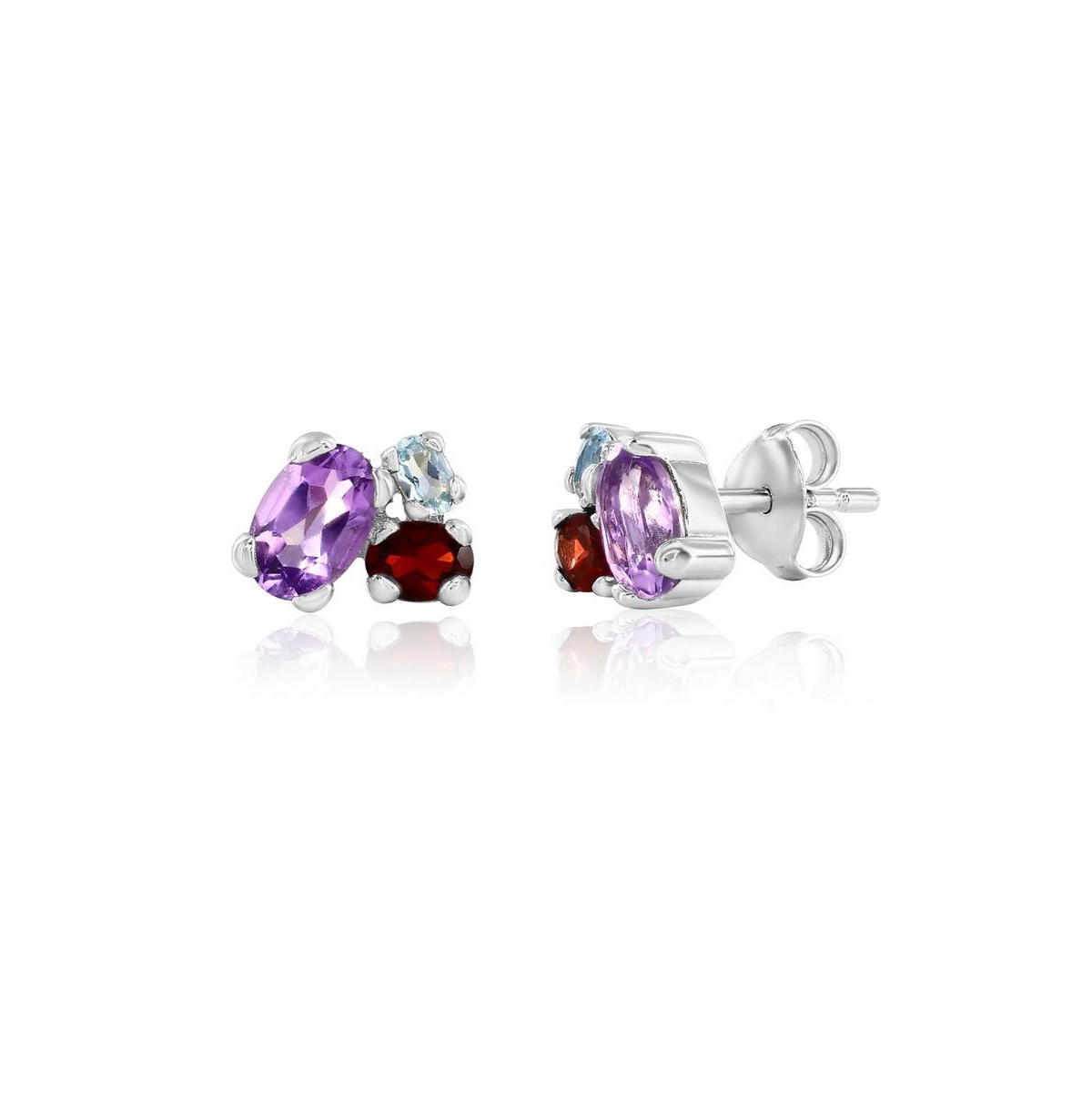 Click here for Simona Sterling Silver  Multi-Oval Gem Studs - Ame... prices