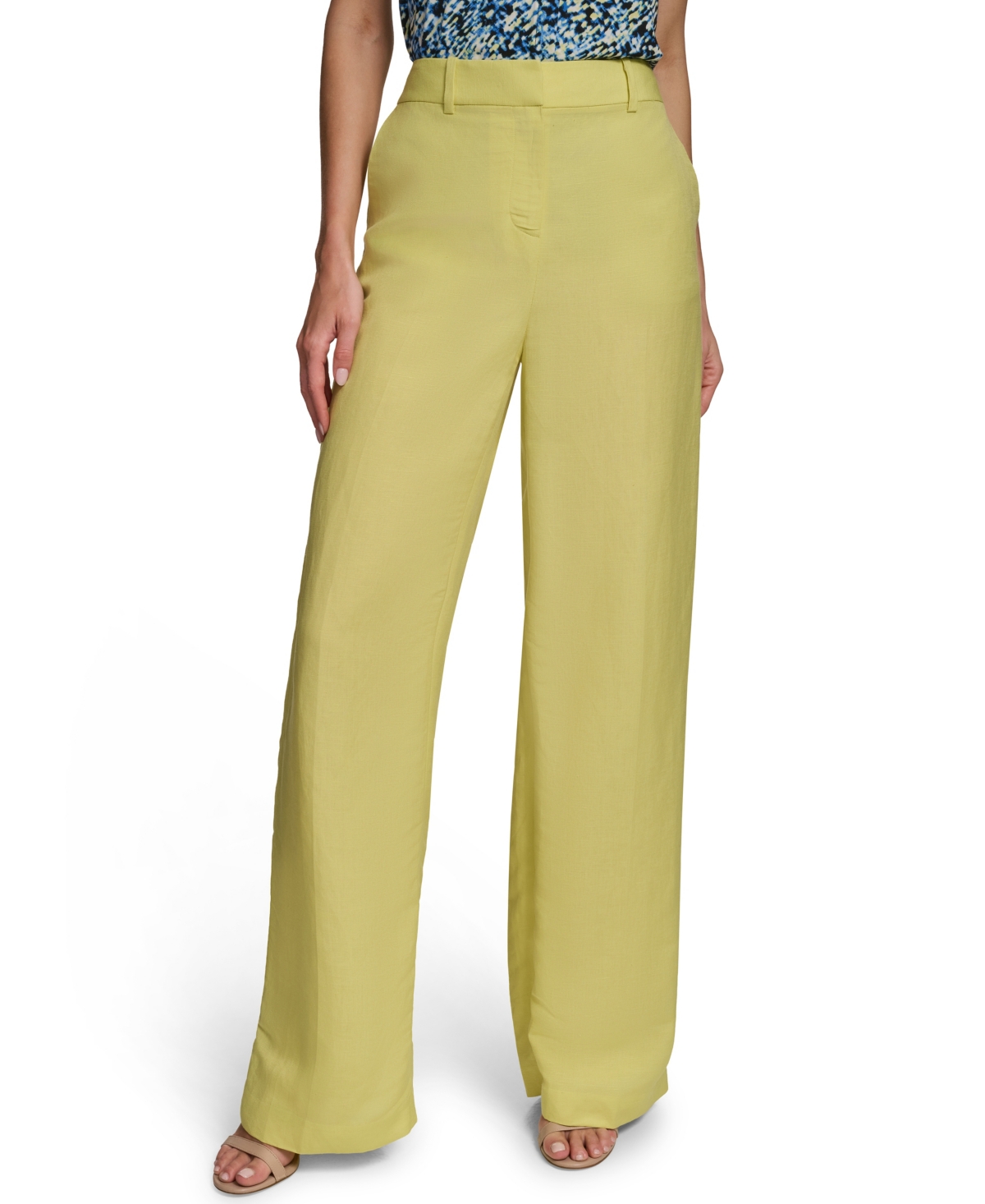 Click here for Calvin Klein Womens Mid-Rise Wide-Leg Pants - Pear prices