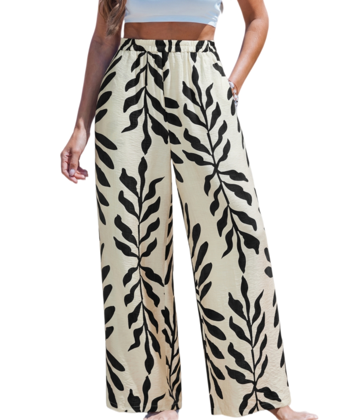 Click here for Cupshe Womens Cosmic Moon Tropical Pants - Black prices