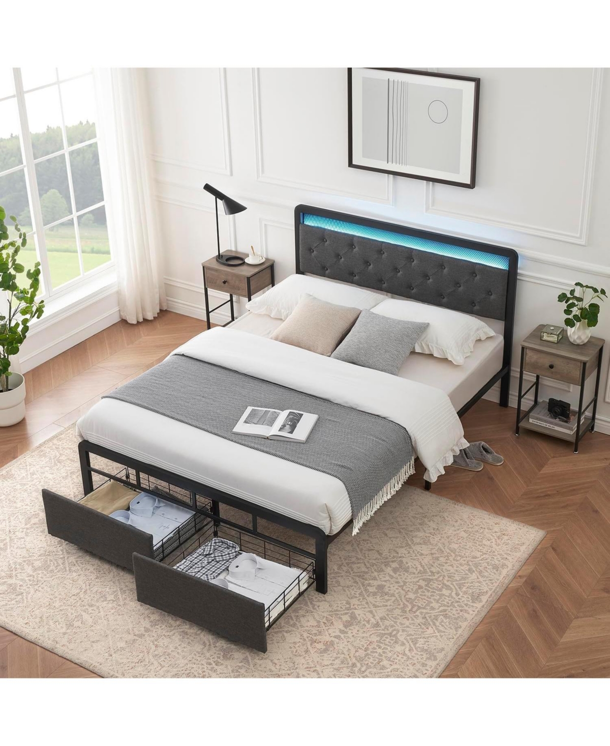 Click here for gaomon Full Bed Frame With 2 Drawers Upholstered P... prices