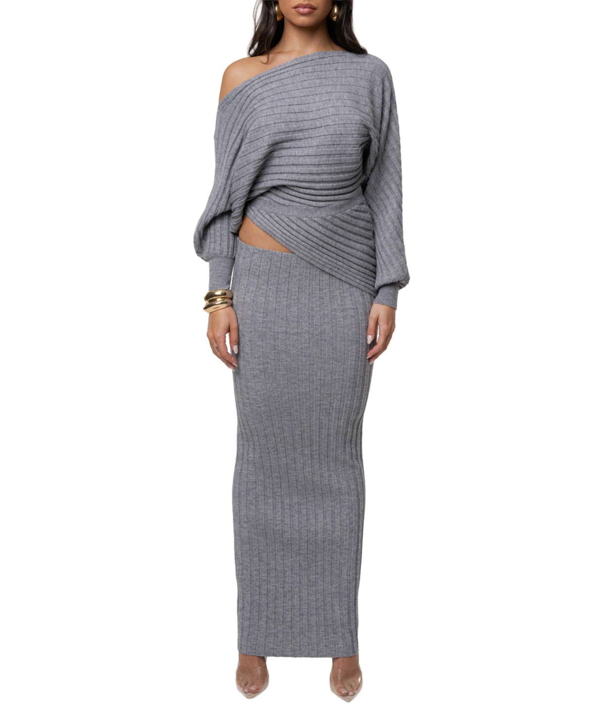 Click here for Jluxlabel Womens Clarity Ribbed Skirt Set - Gray prices