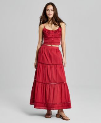 Click here for Now This Womens Cotton Tiered Pull On Maxi Skirt prices