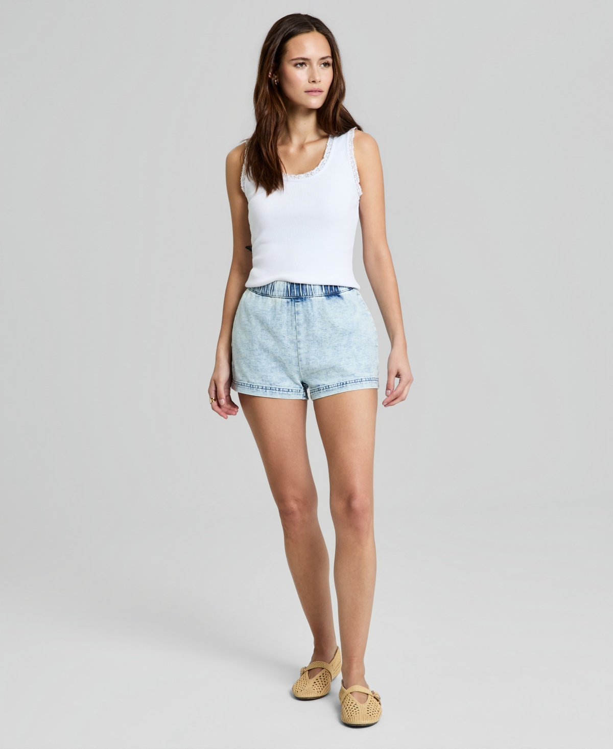 Click here for And Now This Womens Denim High Rise Pull-On Shorts... prices