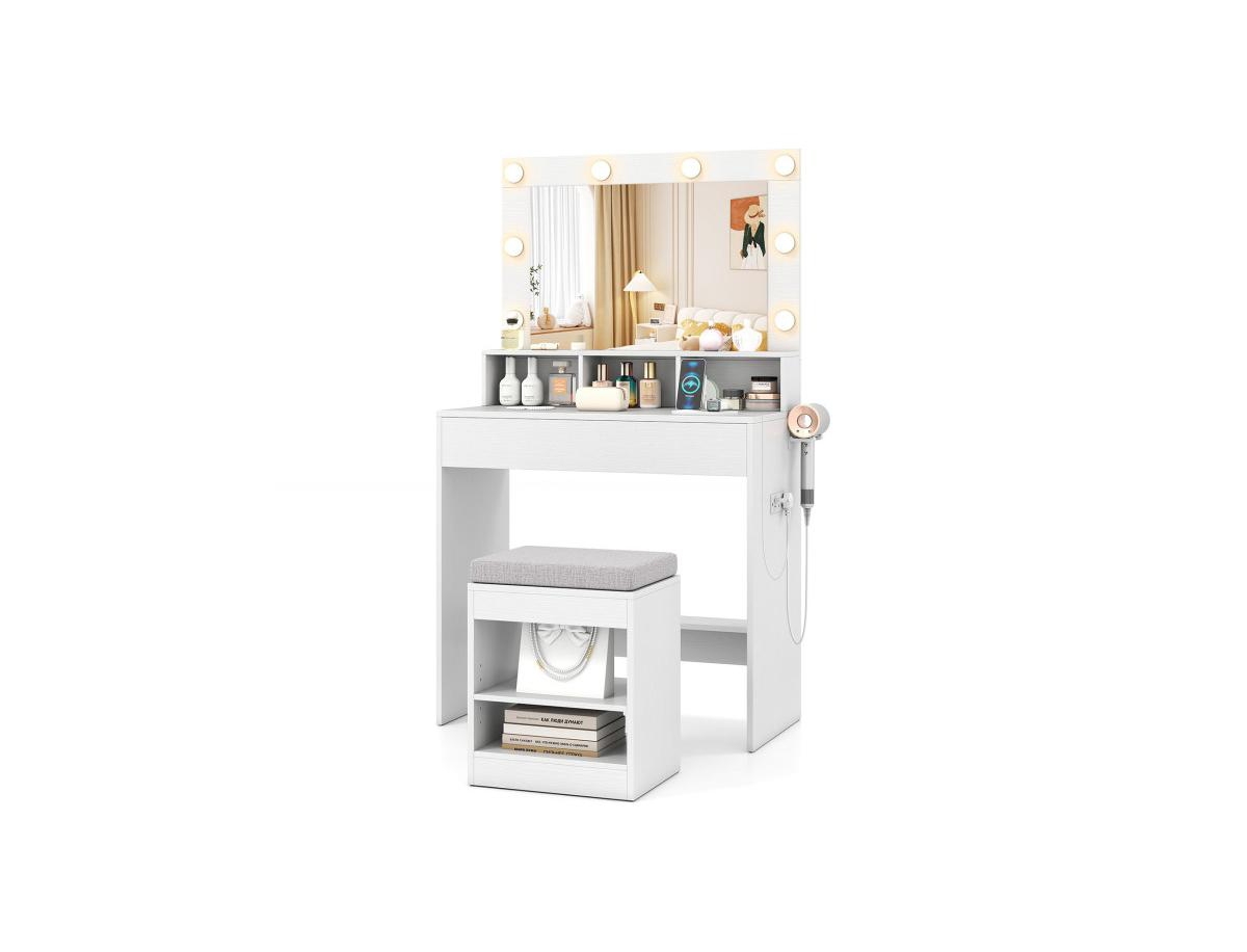 Click here for Slickblue Vanity Table Set with Lighted Mirror and... prices