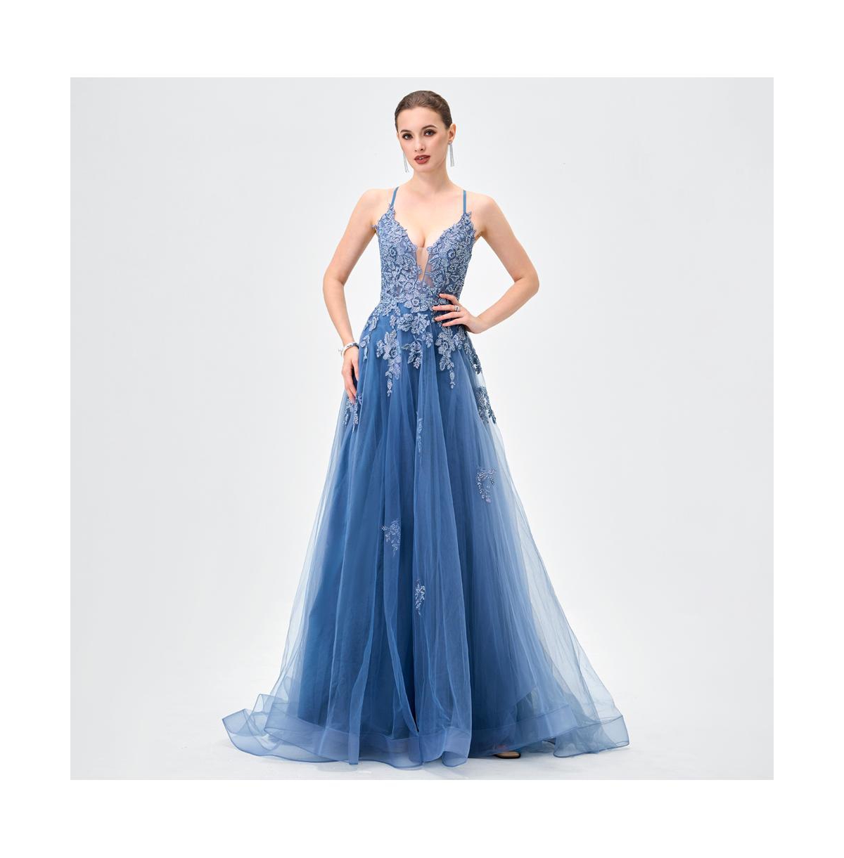 Click here for Bariano Womens Morgany Plunging Ball Gown - Blue g... prices
