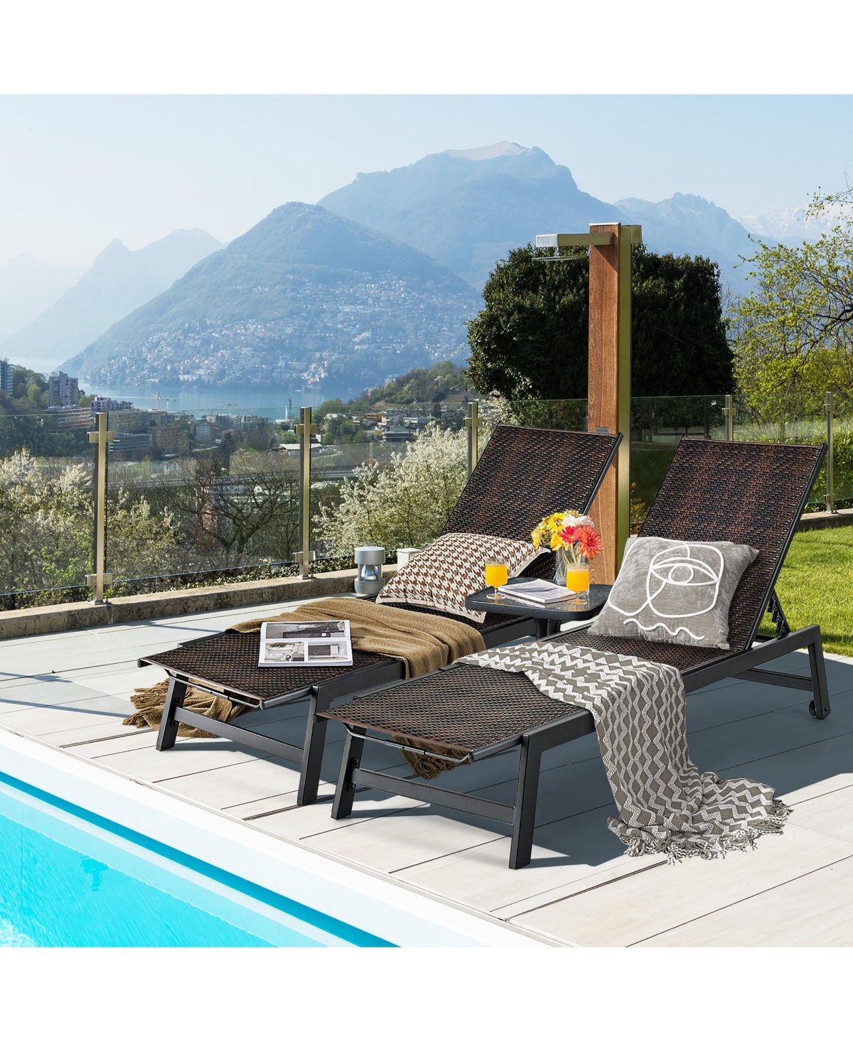 Click here for Gymax 2PCS Patio Pe Rattan Chaise Lounge Outdoor R... prices