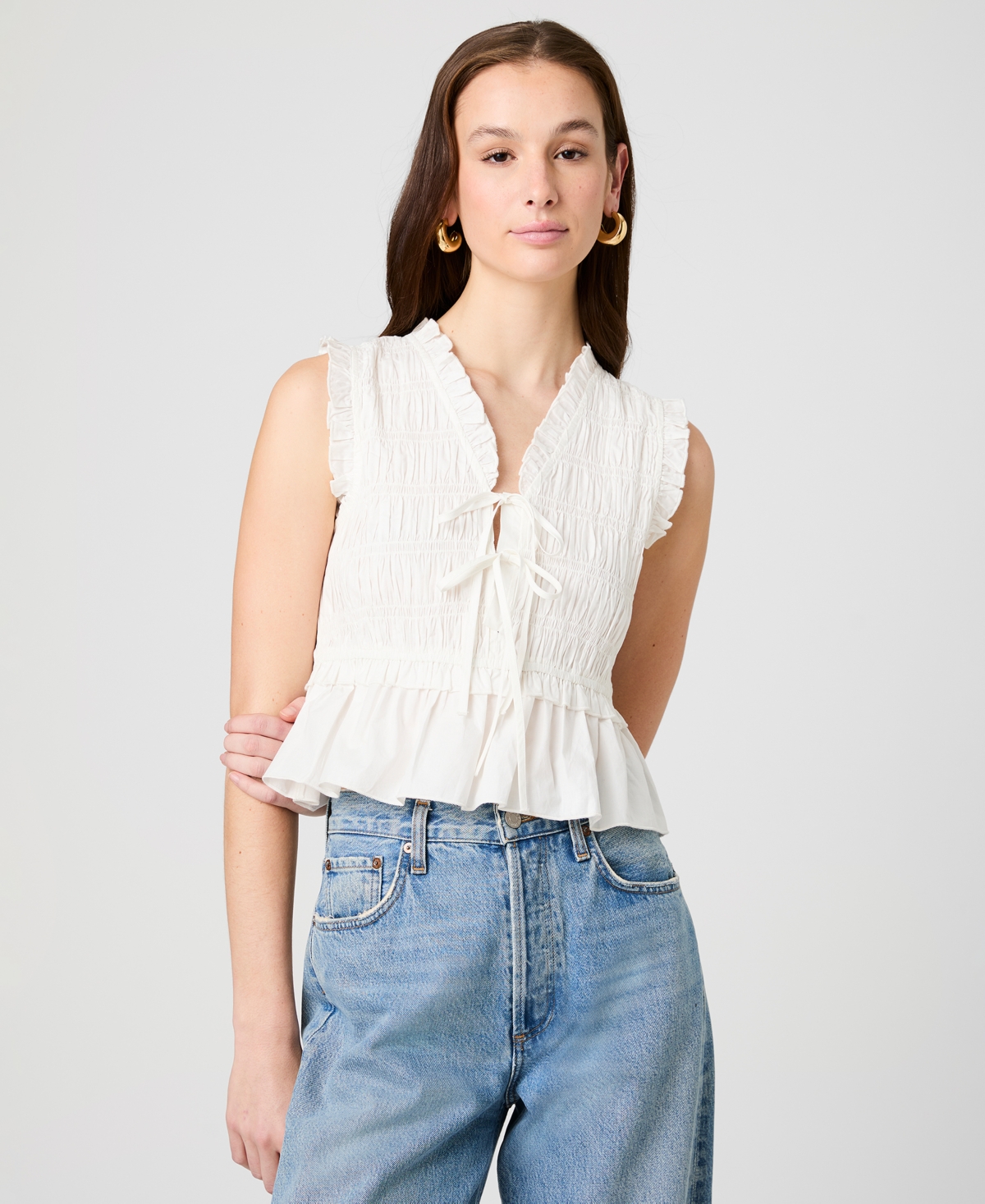 Click here for French Connection Womens V-Neck Tie-Front Top - Su... prices