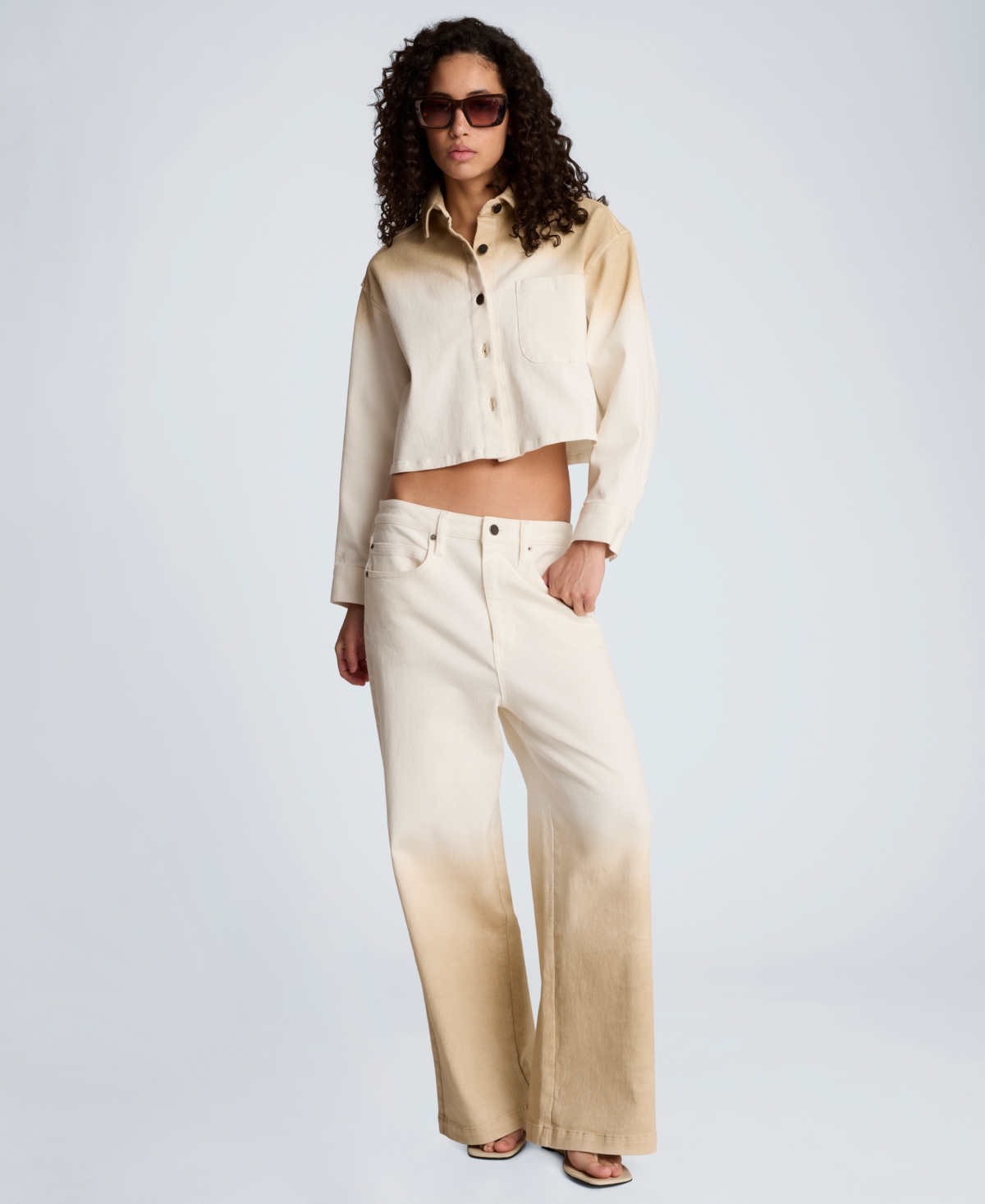 Click here for Kenneth Cole Womens Oversized Cropped Shacket - Ta... prices