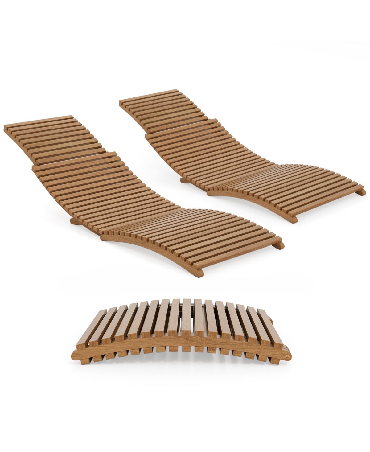Click here for Gymax Outdoor Folding Teak Wood Chaise Lounge Chai... prices