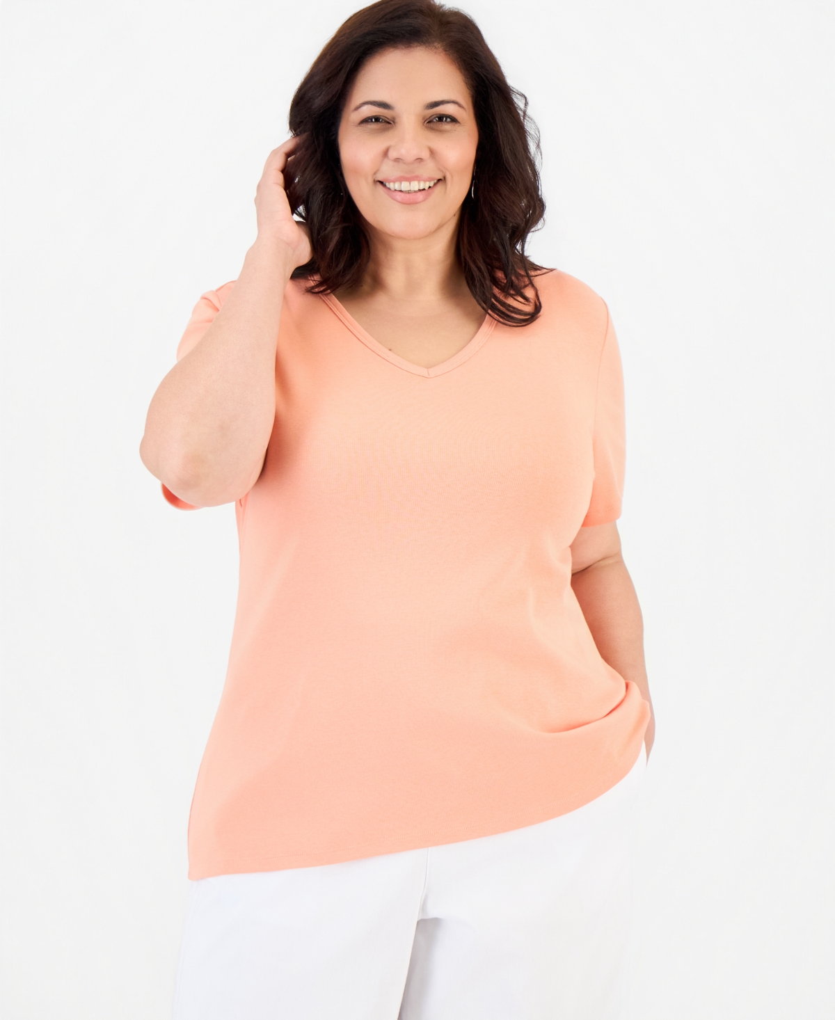 Click here for Style & Co Plus Size Short-Sleeve V-Neck Top  Excl... prices