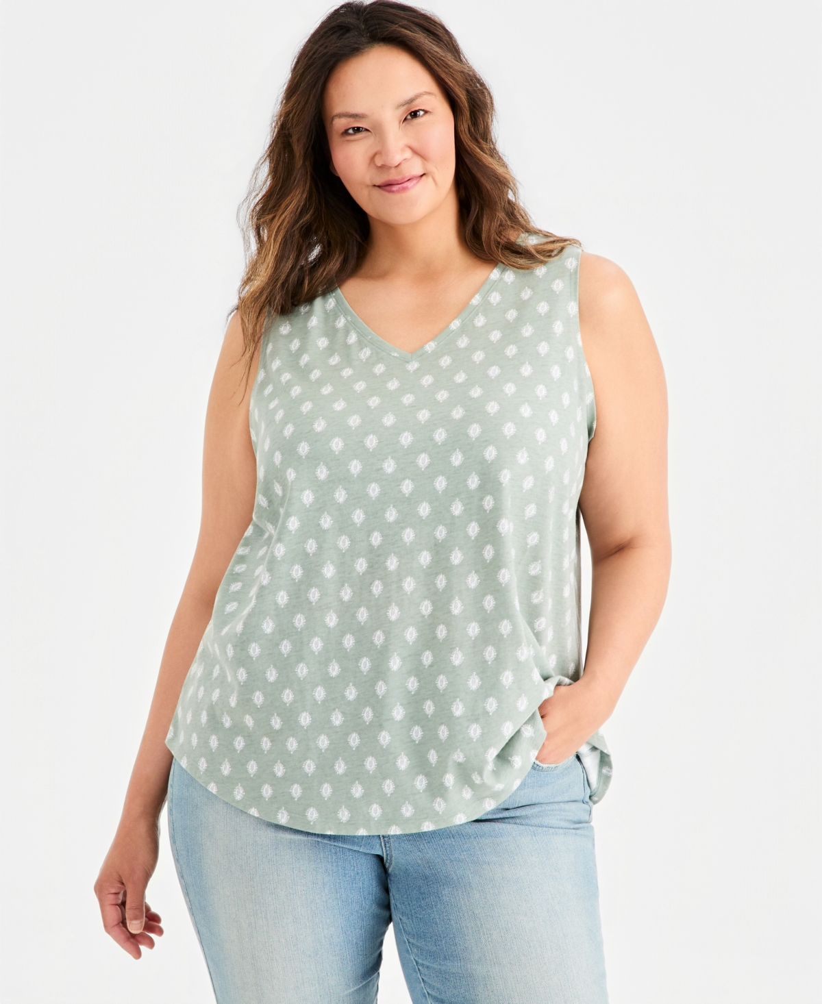 Click here for Style & Co Plus Size Printed Perfect Tank Top  Mac... prices