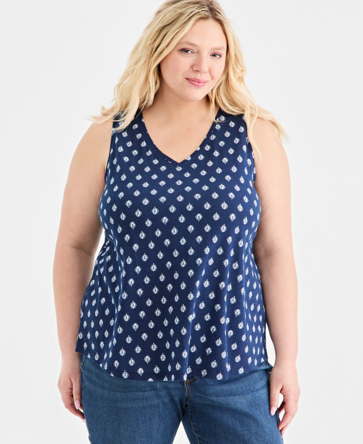 Click here for Style & Co Plus Size Printed Perfect Tank Top  Mac... prices