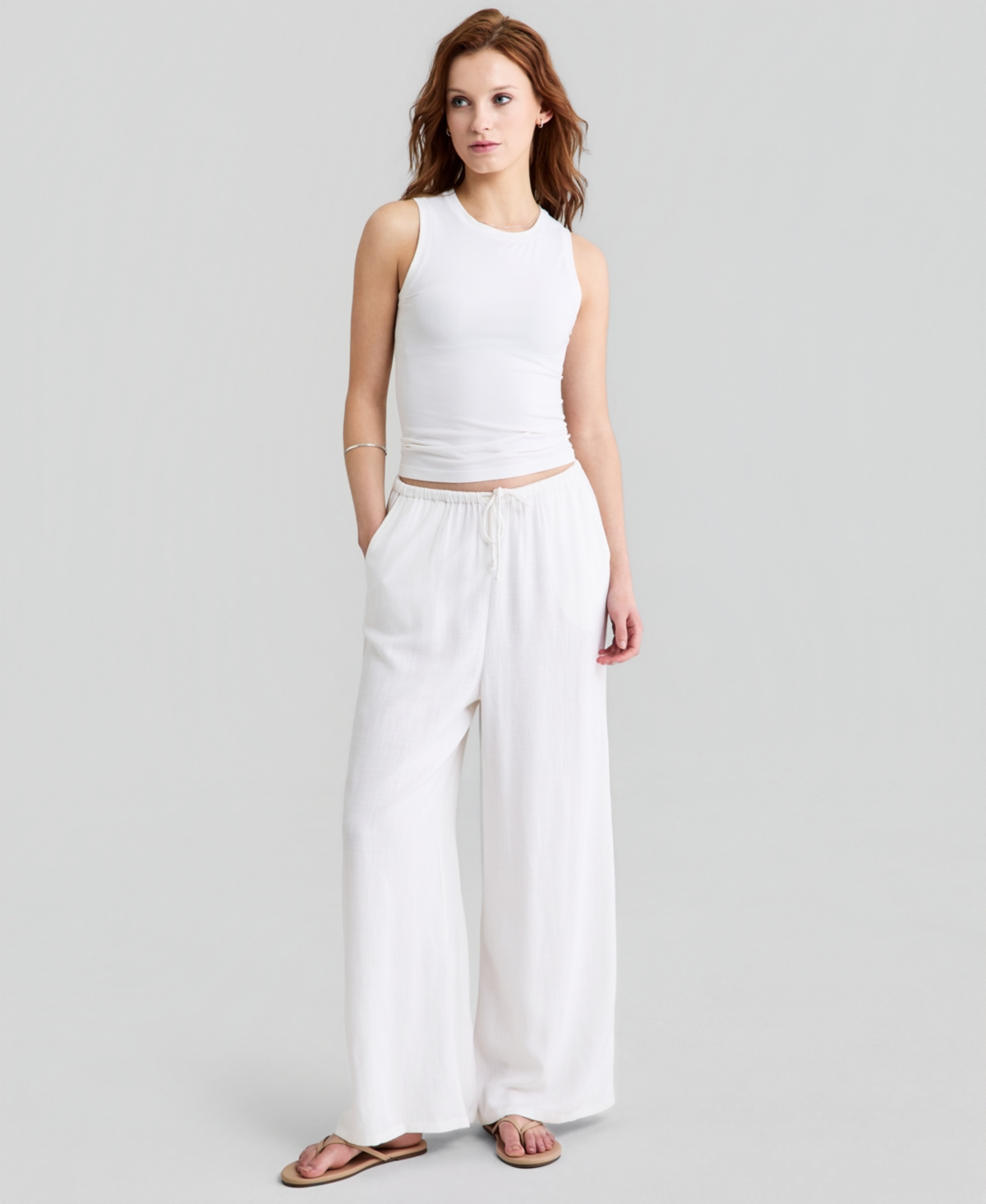 Click here for And Now This Petite Linen-Blend Wide Leg Drawstrin... prices