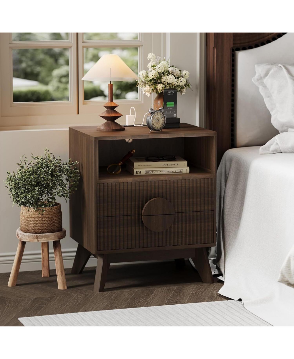 Click here for gaomon 19.7" Modern Fluted Wood Nightstand wi... prices