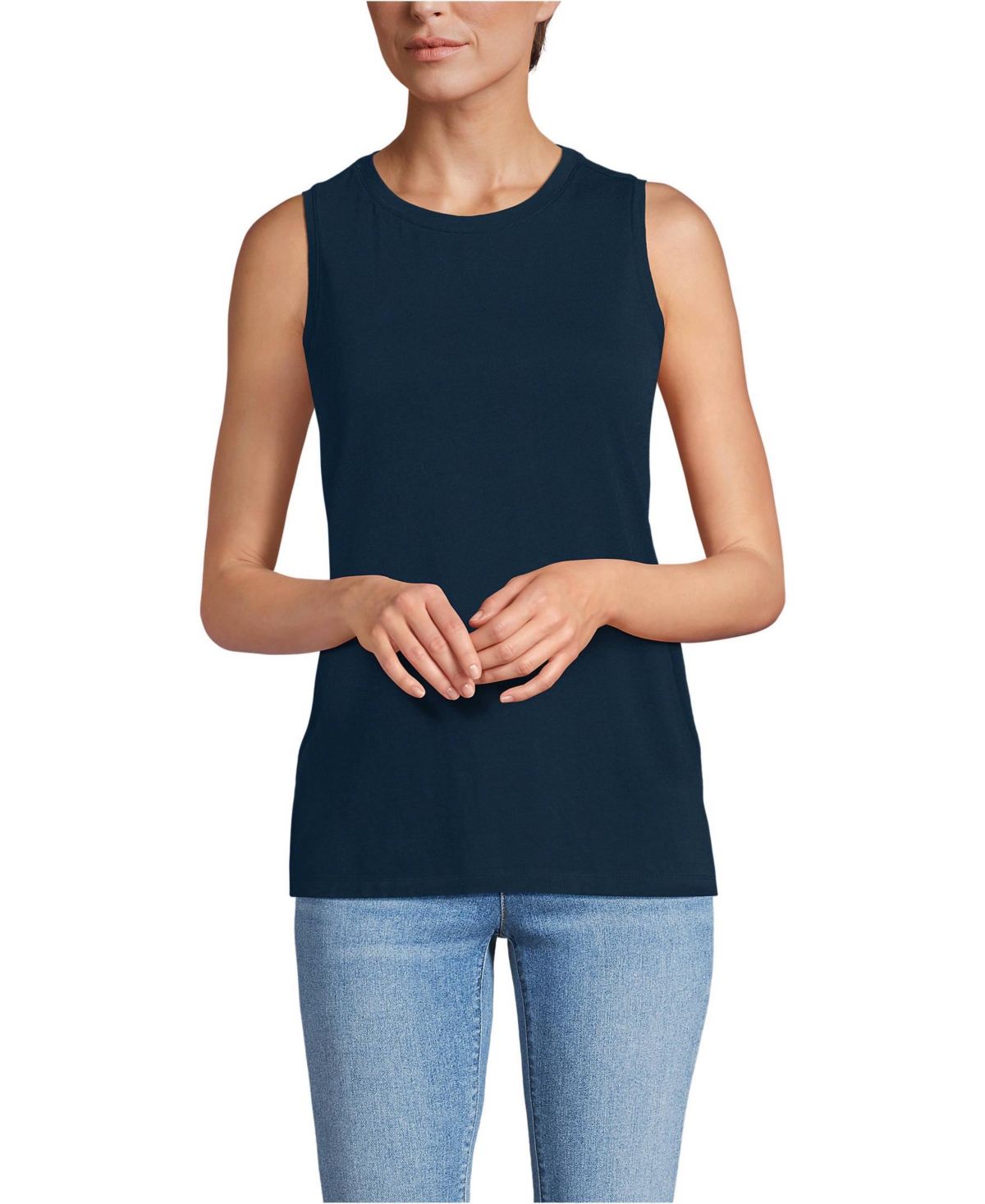 Click here for Lands End Womens Petite Supima Cotton Crew Neck Ta... prices