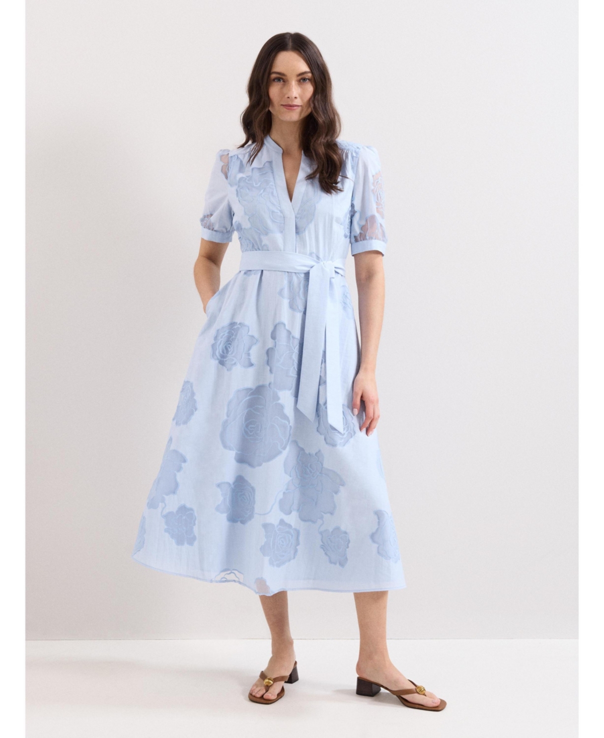 Click here for Phase Eight Womens Queenie Belted Midi Dress - Blu... prices