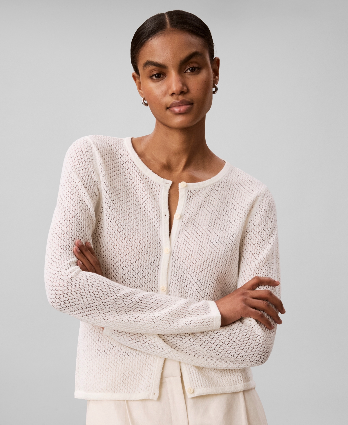 Click here for Calvin Klein Womens Slim-Fit Crew-Neck Cardigan -... prices