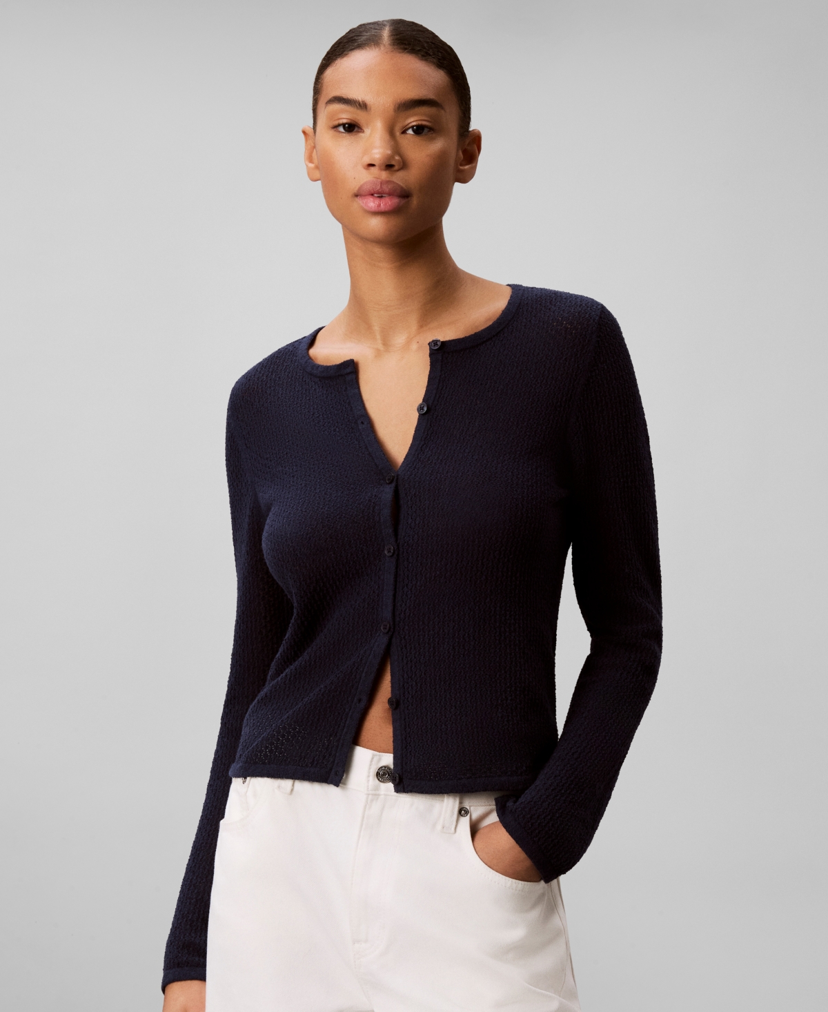 Click here for Calvin Klein Womens Slim-Fit Crew-Neck Cardigan -... prices