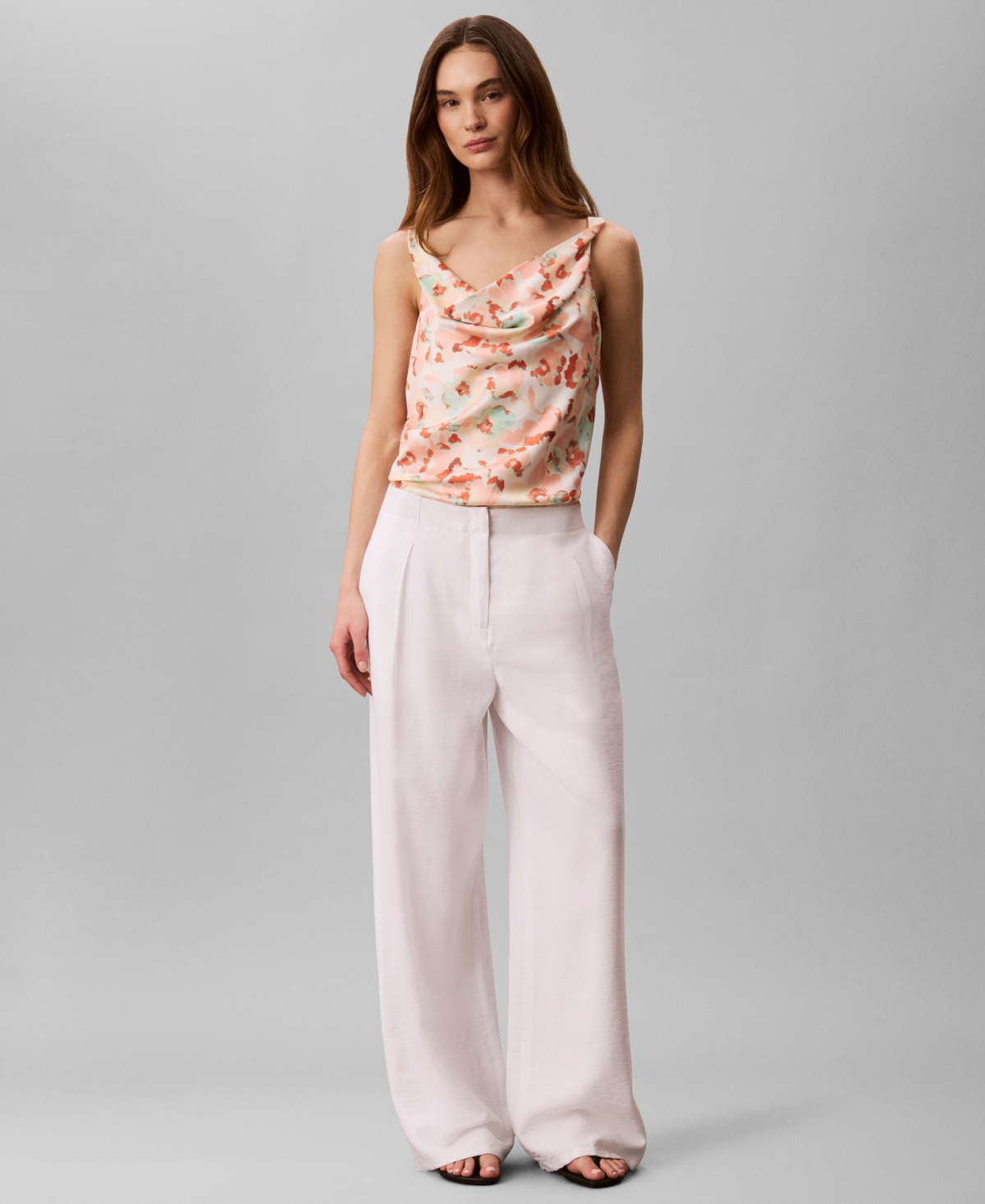 Click here for Calvin Klein Womens Sleeveless Cowl Neck Printed T... prices