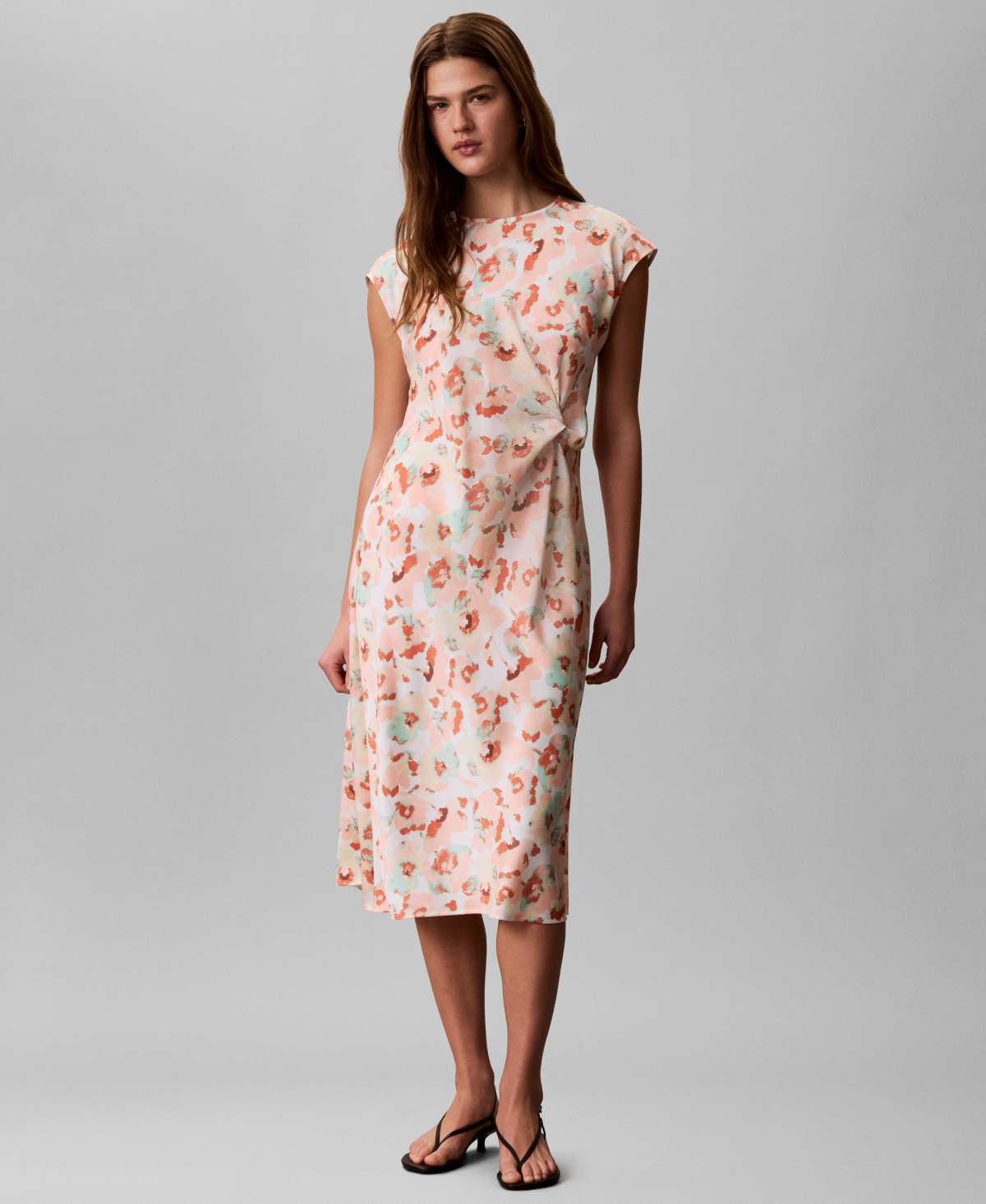 Click here for Calvin Klein Womens Crew-Neck Printed Satin Drape... prices