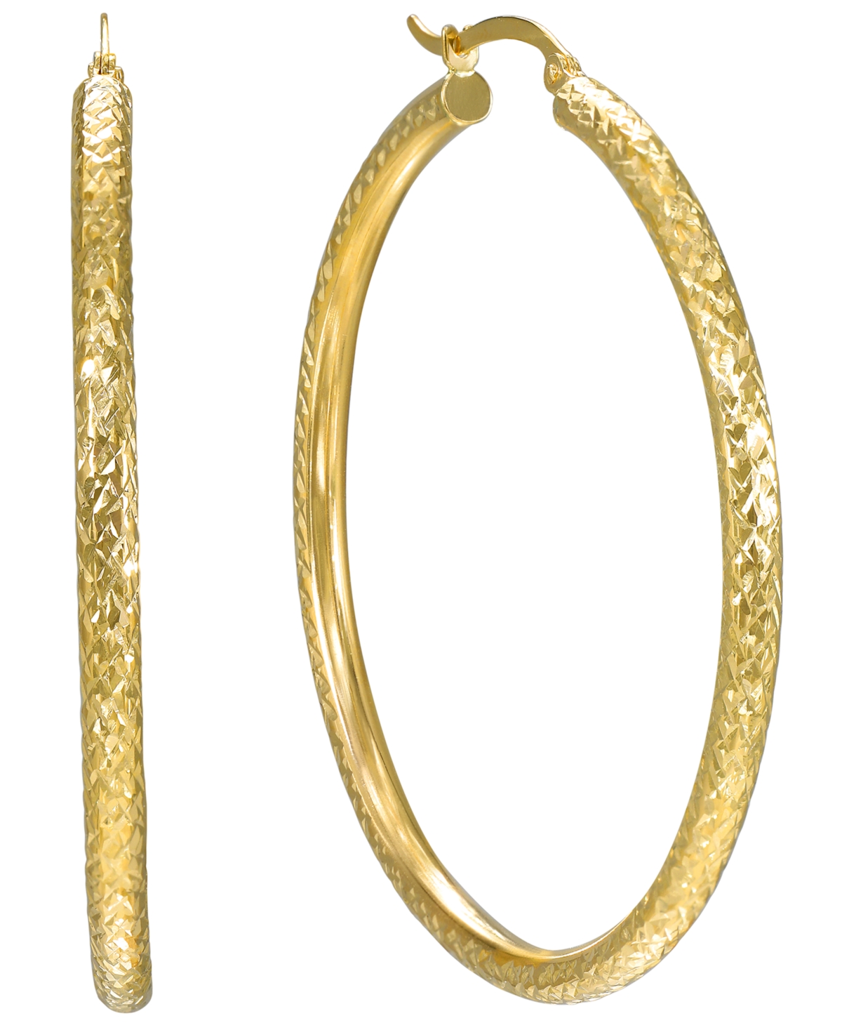 Click here for Macys Diamond-Cut Hoop Earrings in 10k Yellow Gold... prices