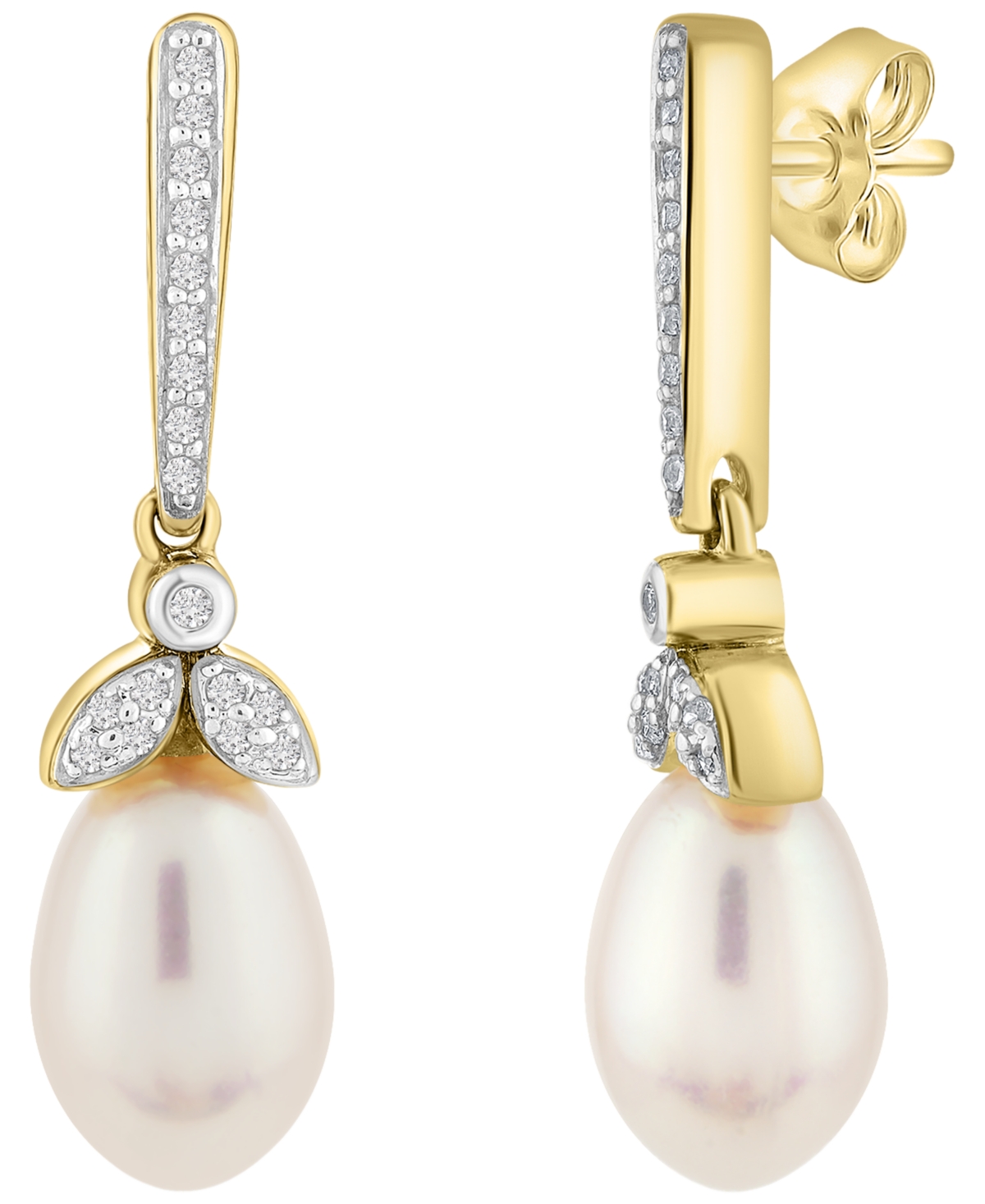 Click here for Macys Cultured Freshwater Pearl (9x6mm) & Diamond... prices